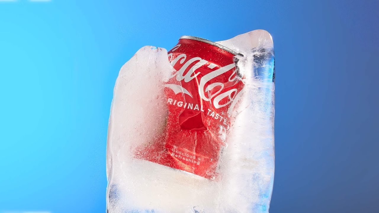 Creative coca-cola photography in a block of ice - YouTube