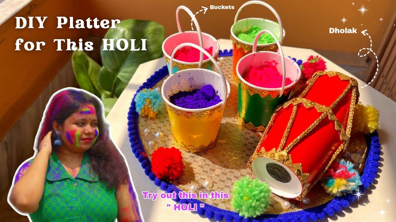 Holi Platter From Waste😱//DIY Gulal Platter // Holi Special DIY Thali ...