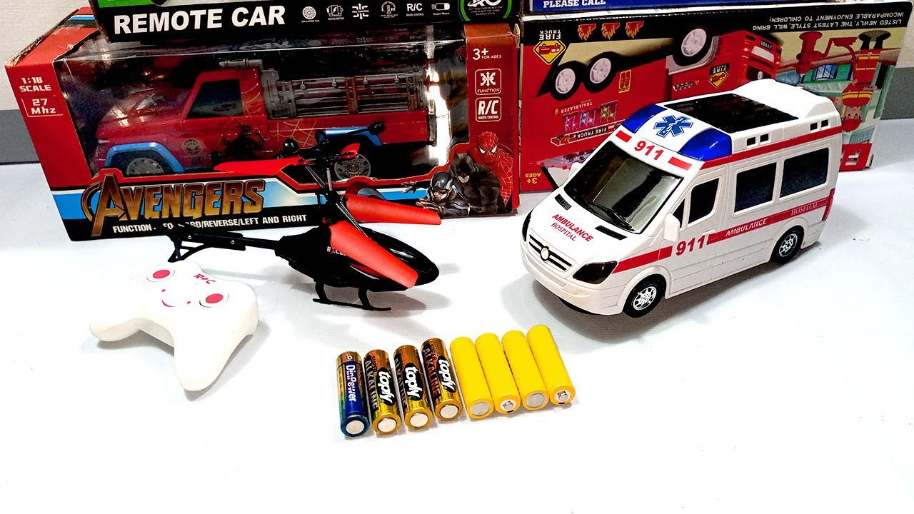 Unboxing RC Ambulance, Toyota, Fire Truck, and Helicopter remote ...