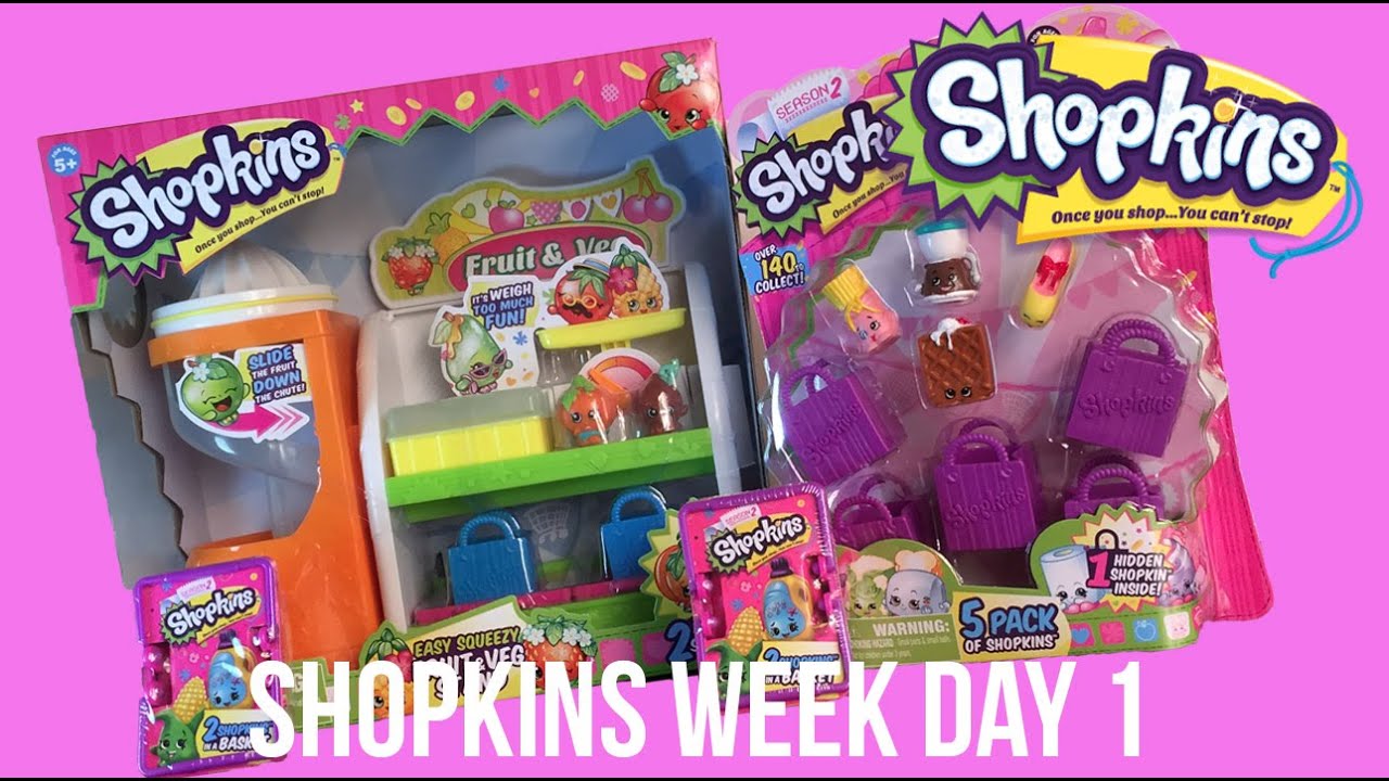 Shopkins Week Day 1: Fruit & Veg Stand, Season 2 5 pack, & 2 Blind ...