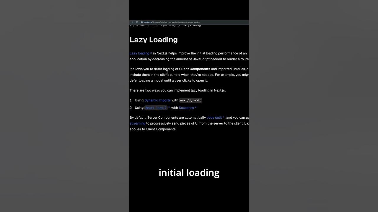 Did You Know This About Lazy Loading In Next.js? #nextjs #reactjs - YouTube