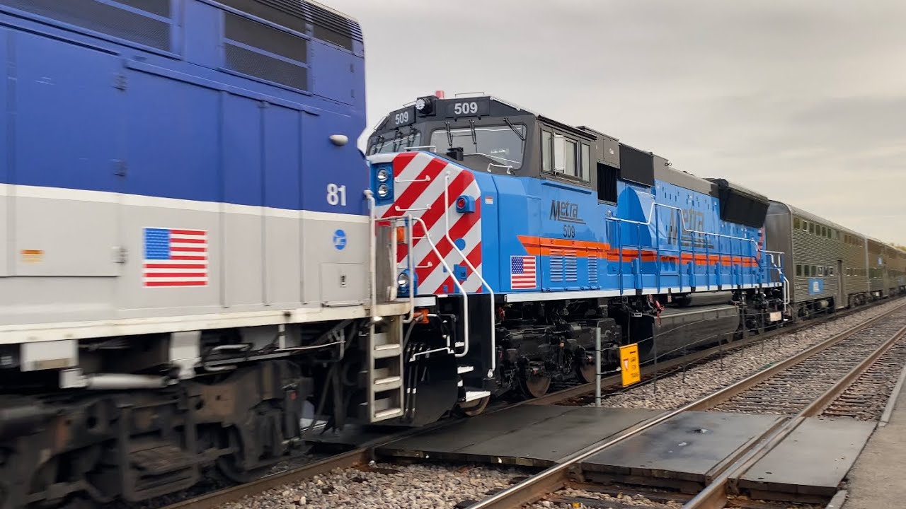 Metra 509 trails on Metra 2135 as it goes through Grayland for the ...