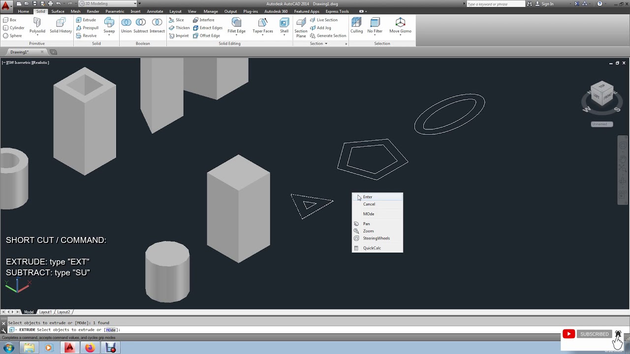 TUTORIAL 3D Basic AUTOCAD EXTRUDE SUBTRACT YouTube tutorial-3d-basic-autocad-extrude-subtract-youtube