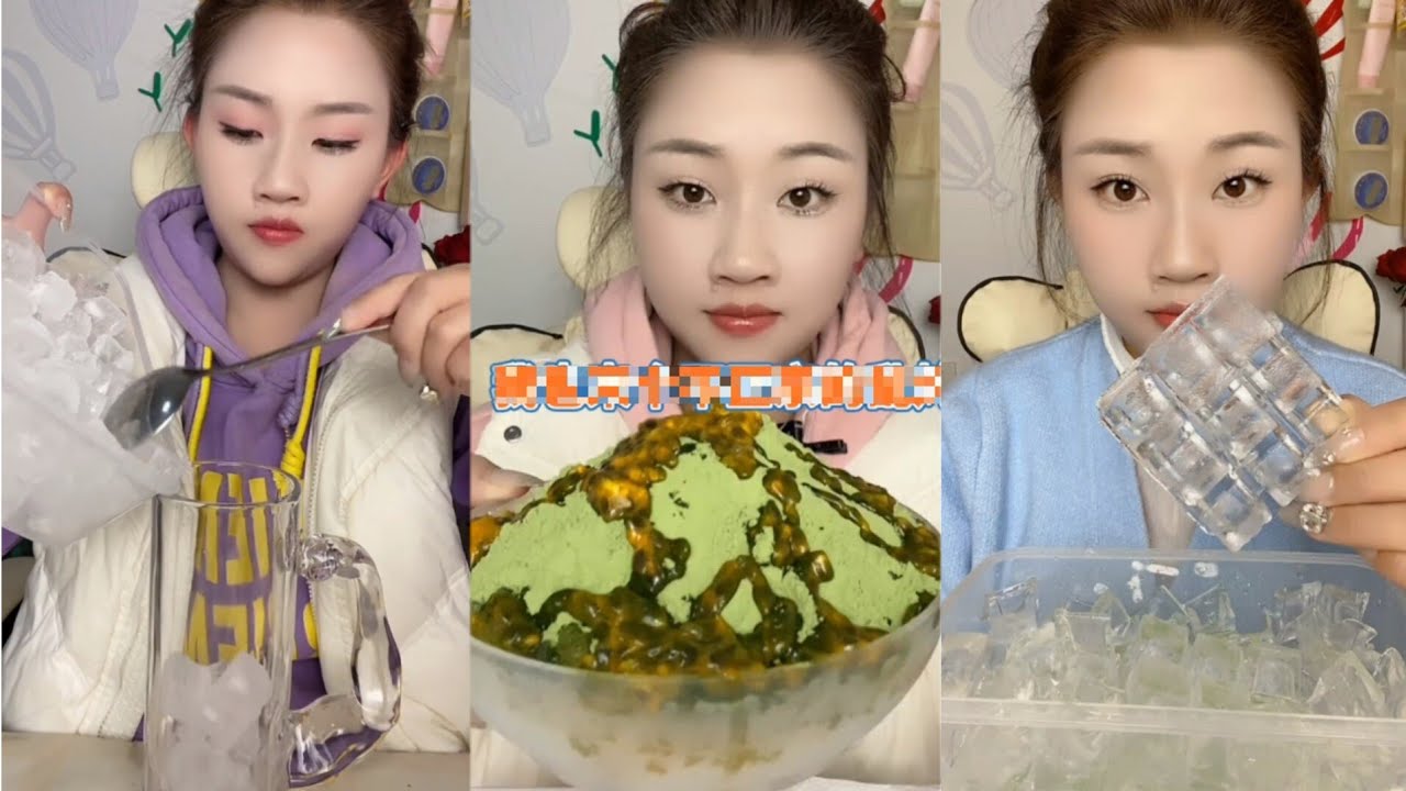 SOLO LZM | FRESH CLEAR CUBES ICE | SHAVED ICE WITH PASSION FRUIT #iceeating #asmr #asmrice - YouTube