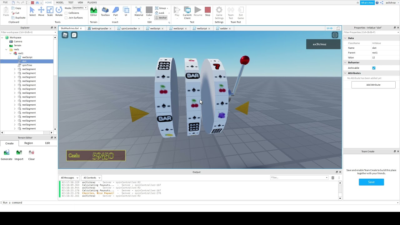 Roblox Slot Machine for the High Roller Casino - YouTube