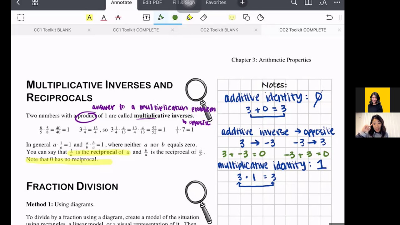 CPM CC2 Toolkit - Multiplicative Inverse & Reciprocals - YouTube