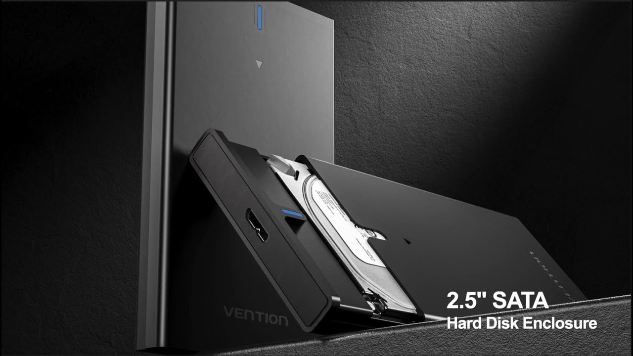 Vention 2.5 Inch SATA Hard Drive Enclosure (USB 3.0 Micro-B) Black KPA ...