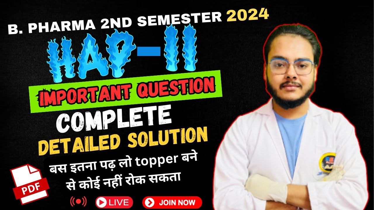 HAP - II Complete Important Question of all Unit || B. Pharma 2nd semester || BSP pharmacy - YouTube