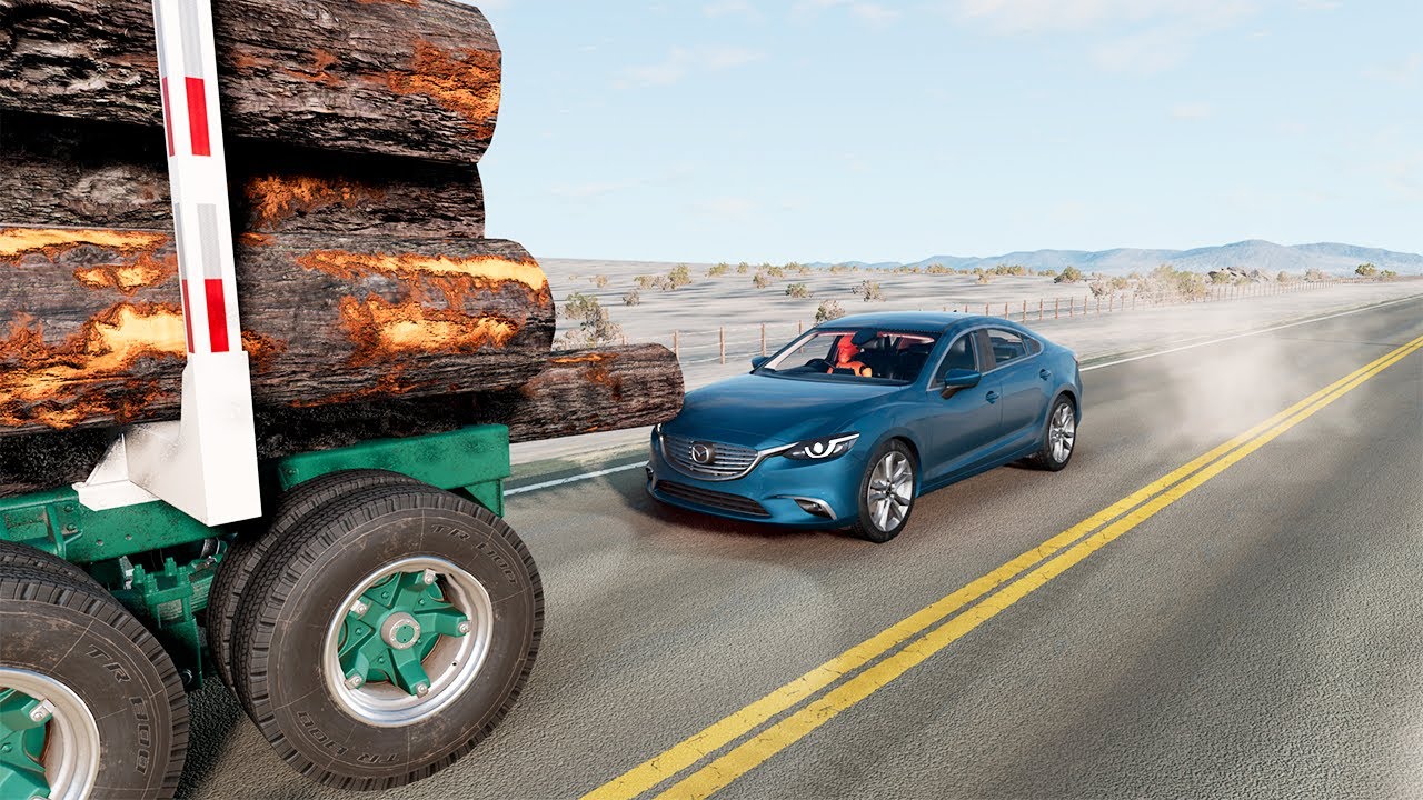 Cars vs Log Truck 😱 BeamNG.Drive - YouTube