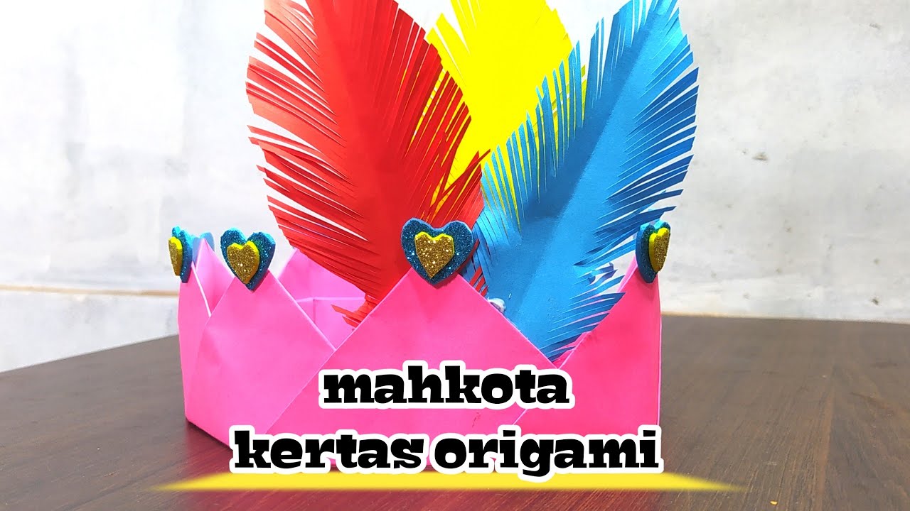 cara membuat mahkota dari kertas origami //mahkota origami - YouTube
