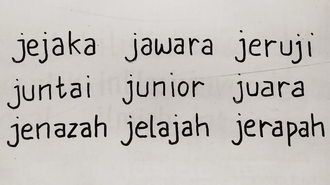 Belajar Membaca kata berawalan huruf j, jejaka, jawara, jeruji - YouTube