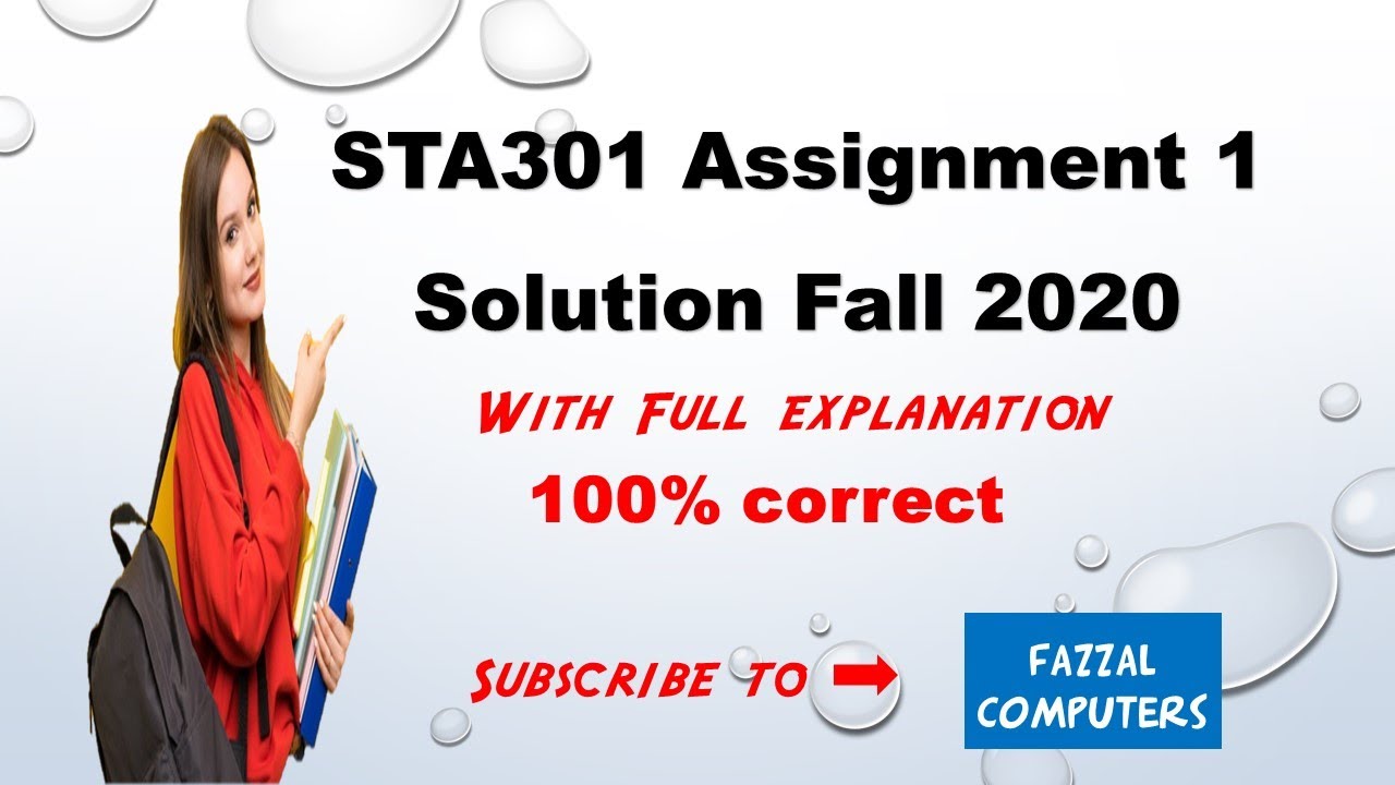 STA301 Assignment 1 solution fall 2020 | with full explanation - YouTube