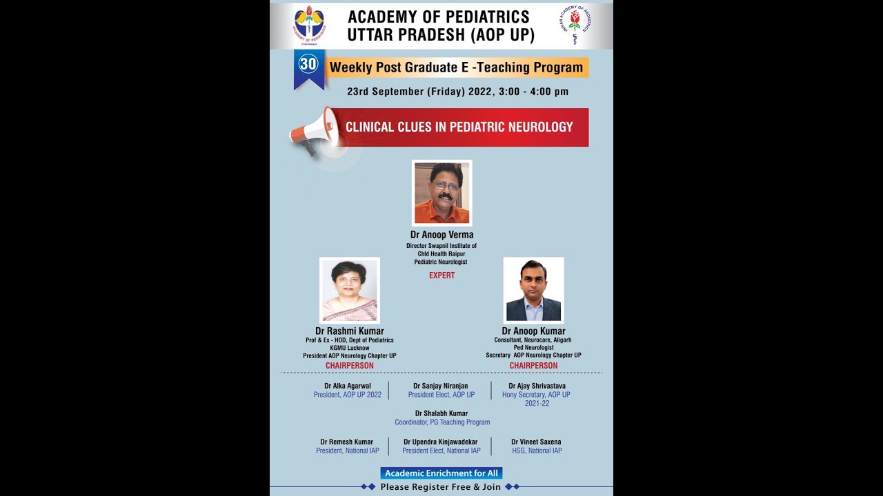 clinical clues in pediatric neurology: 30th AOP UP PG Activity - YouTube