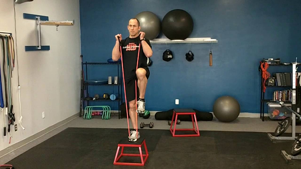 Step ups to Box with Band - YouTube