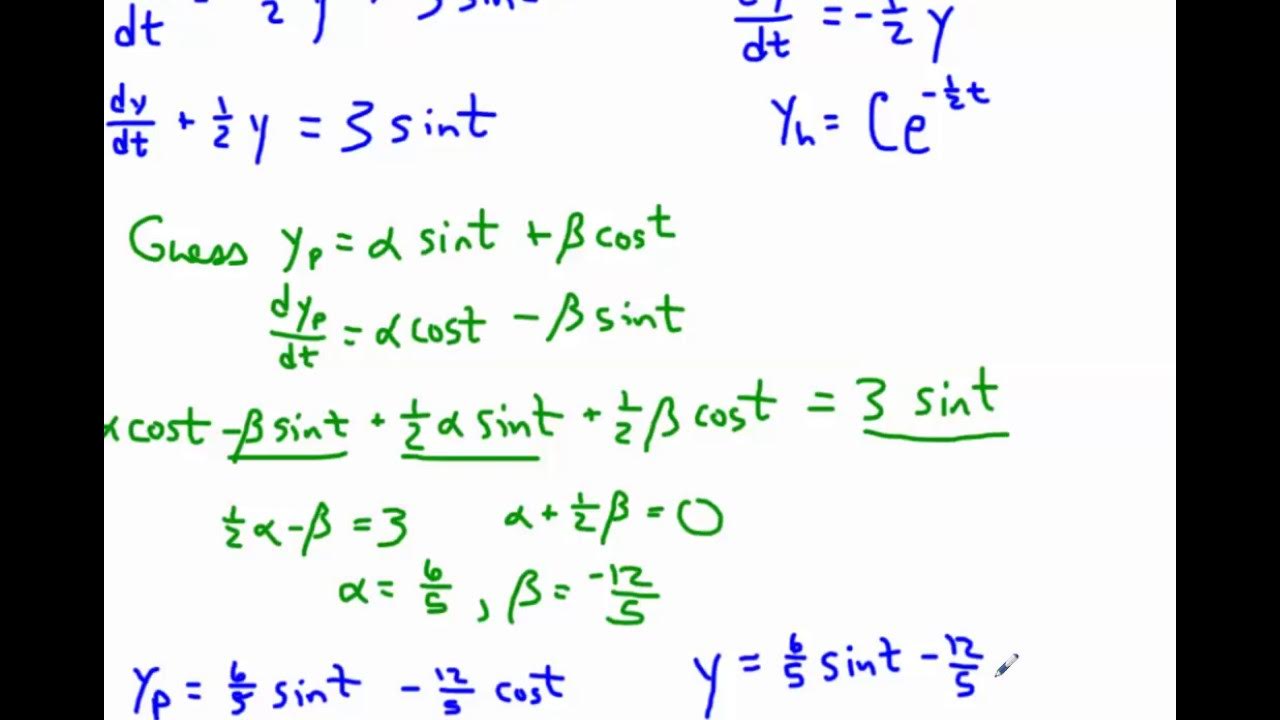 steady state solutions in first order linear de's - YouTube