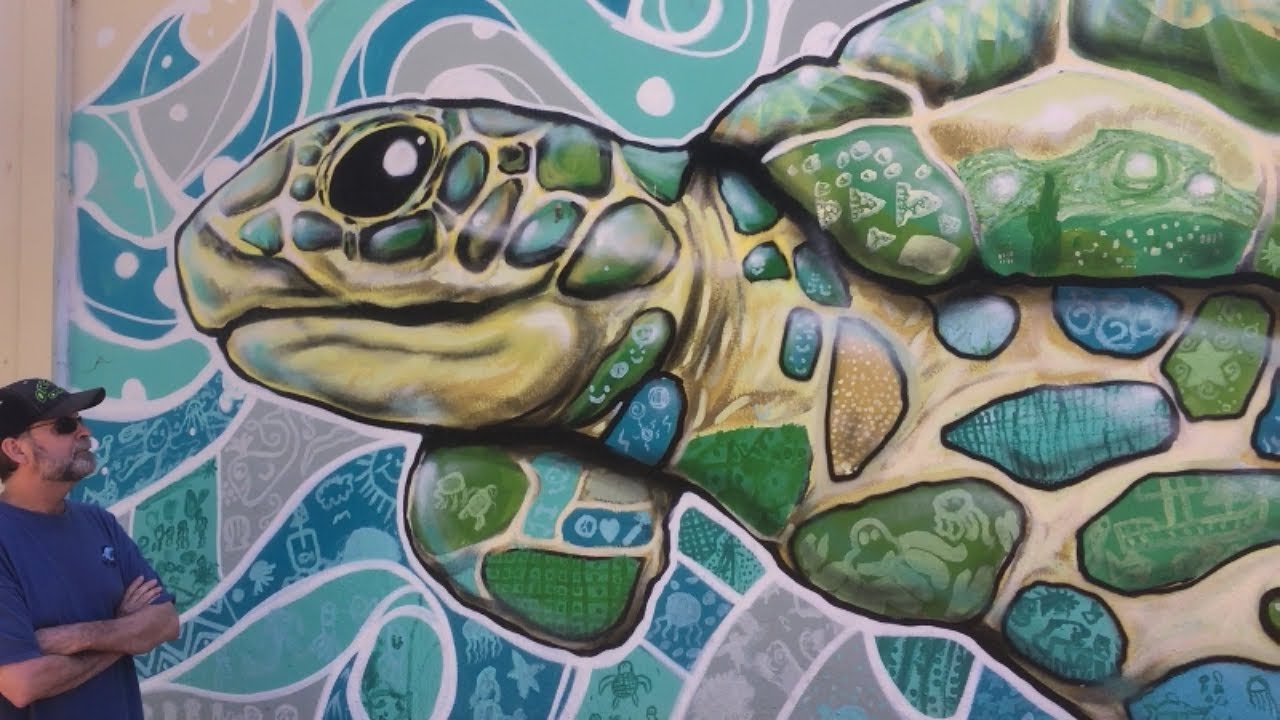 OFL 0488 Super cool turtle mural on the wall at our Community Center in ...