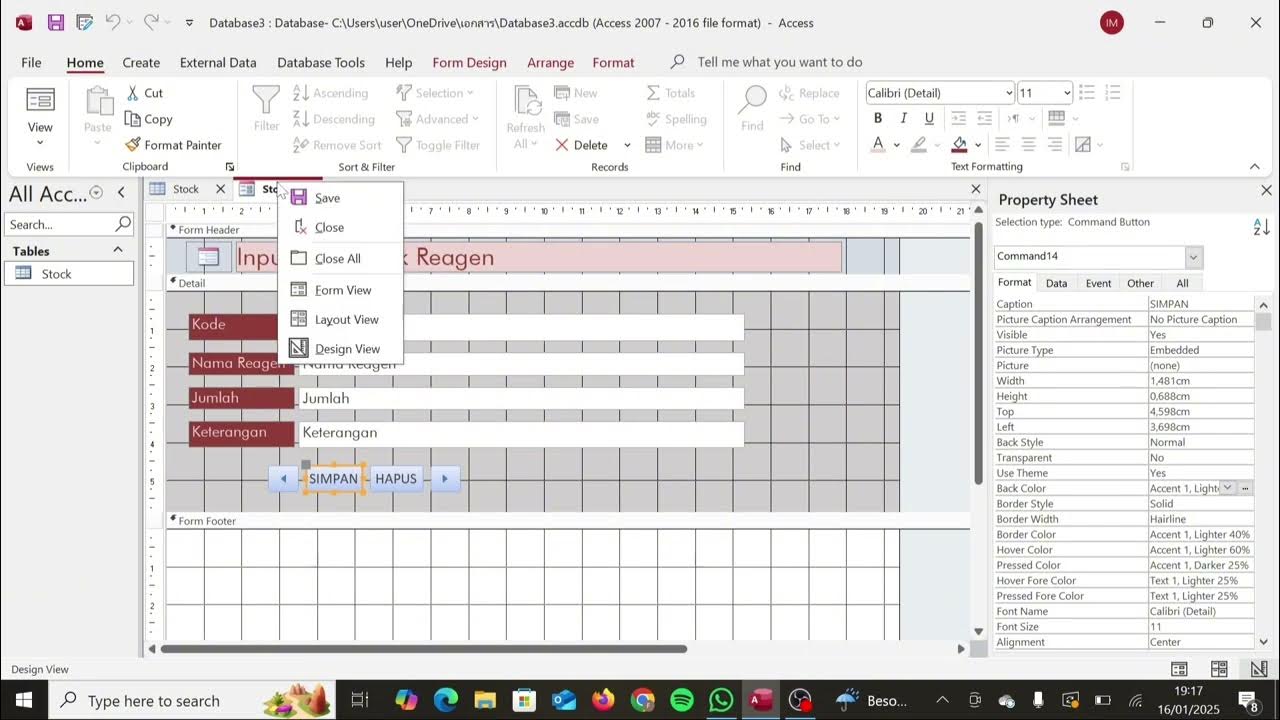 Cara Membuat Aplikasi Input Data Stock Reagen Menggunakan Microsoft Access - YouTube
