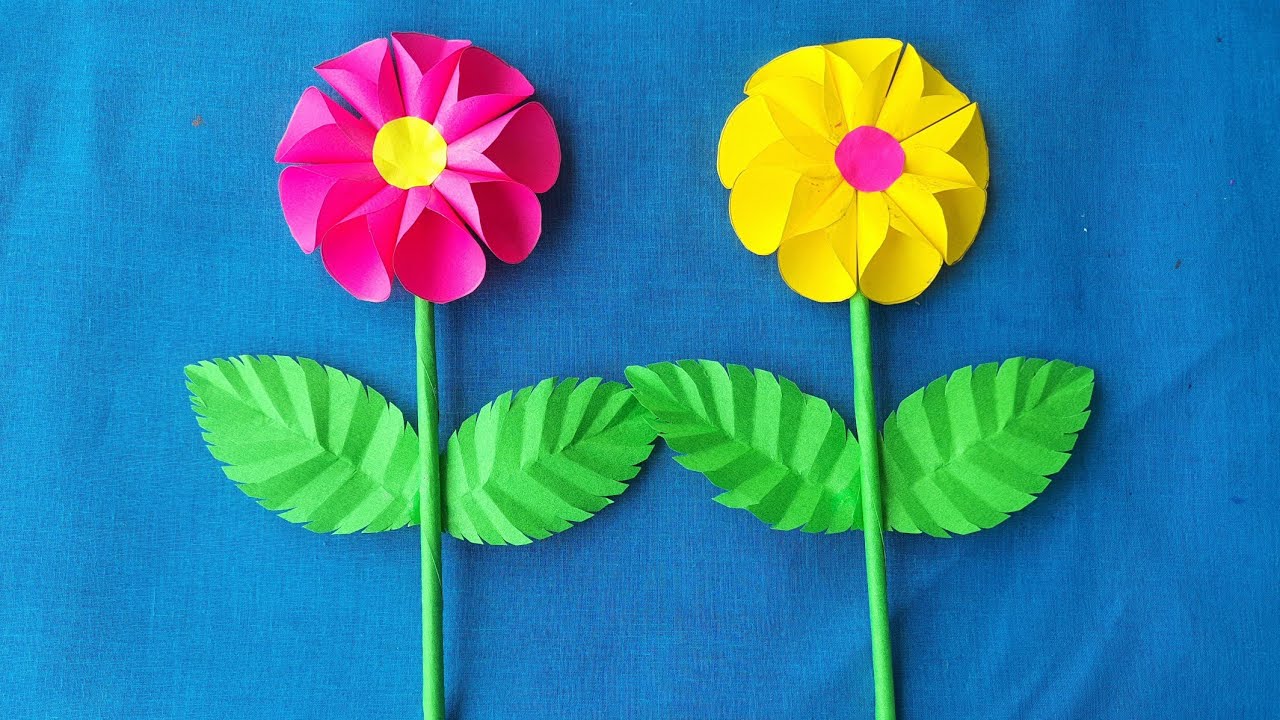 Paper Flower For Kids | Sunflower Making with Paper | DIY Paper Craft ...