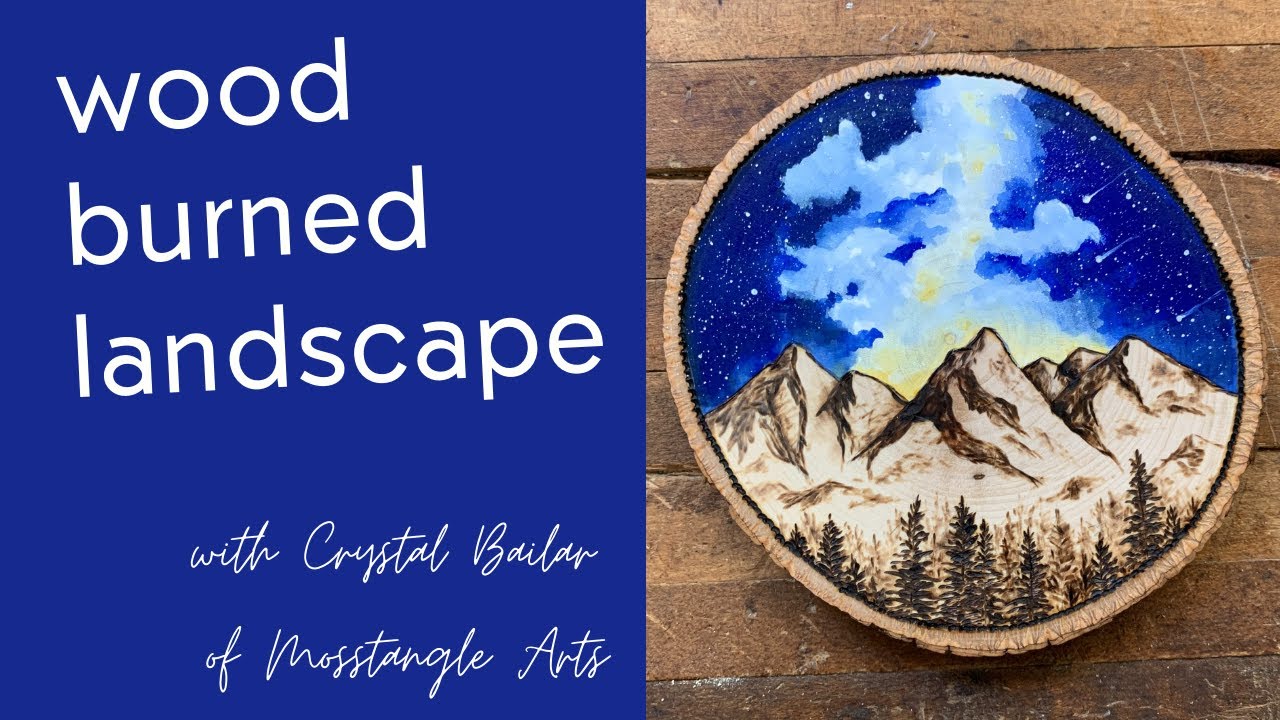 Wood Burn and Paint Landscape Relaxing Demo - YouTube