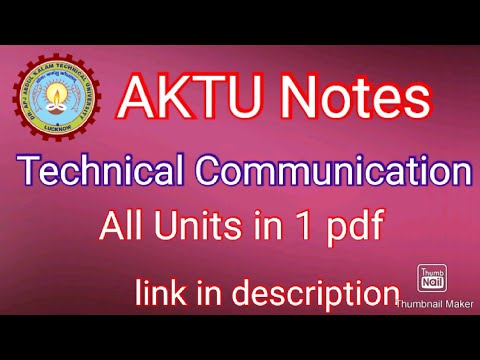 Technical Communication Notes all units | TC | Aktu study point | B ...