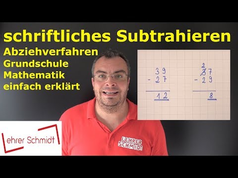 Minus - schriftliches Subtrahieren (Abziehverfahren) | Mathematik einfach erklärt | Lehrerschmidt