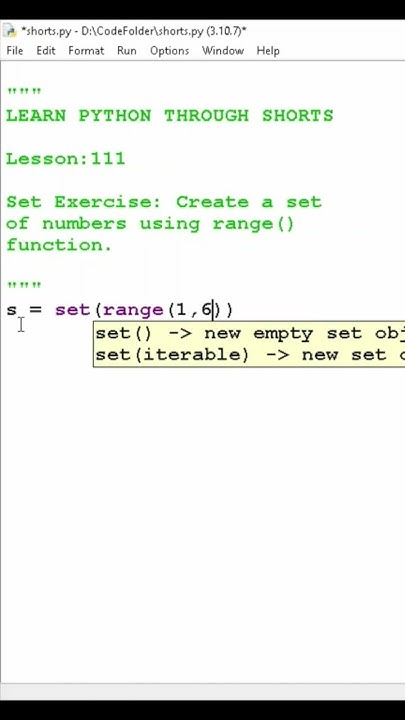 Python Set Exercise For Absolute Beginners Shorts Python Coding Pythontricks Pythonset 