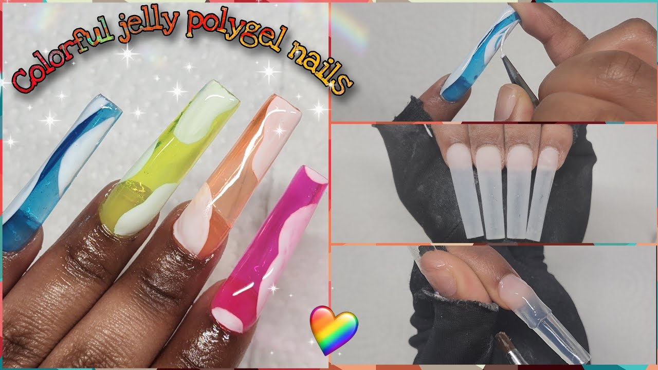 COLORFUL JELLY POLYGEL NAILS🌈 | NAIL TUTORIAL | - YouTube