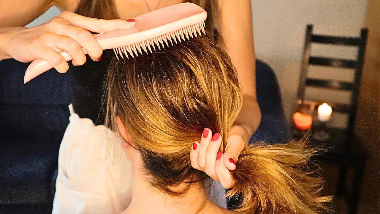 ASMR For Insomnia Relief - Calm NapeScalp Scratch with Hair Brushing ...