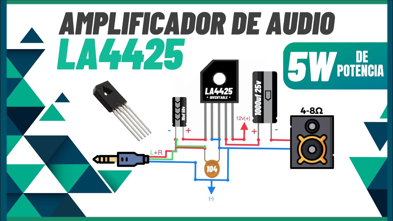 Amplificador de audio con el integrado LA4425 muy fácil de hacer - YouTube