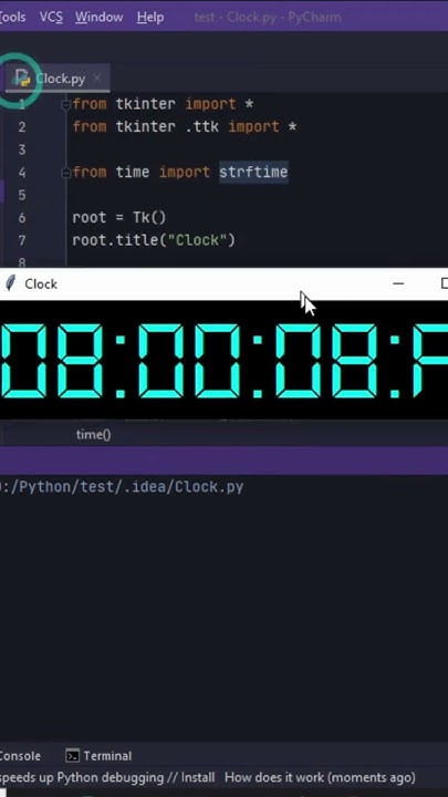 Digital Clock With Python Shorts Python Digitalclock Youtube