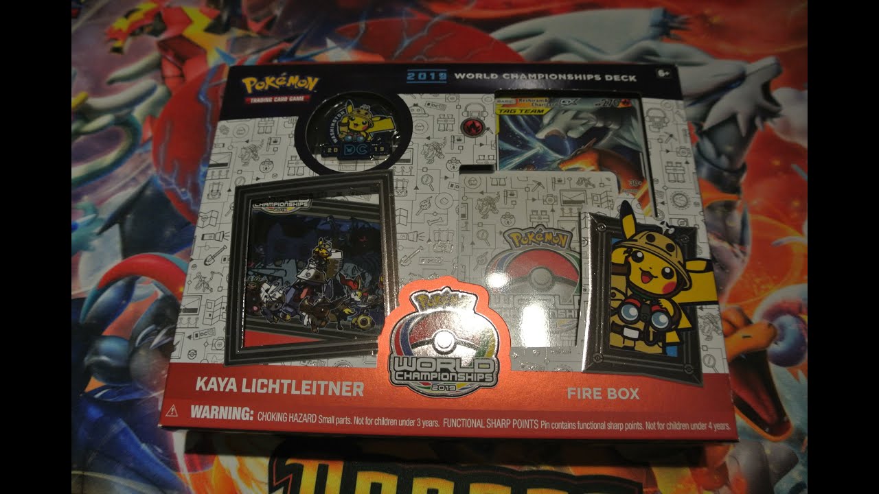 Pokemon 2019 World Champion Deck Fire Box unboxing - YouTube
