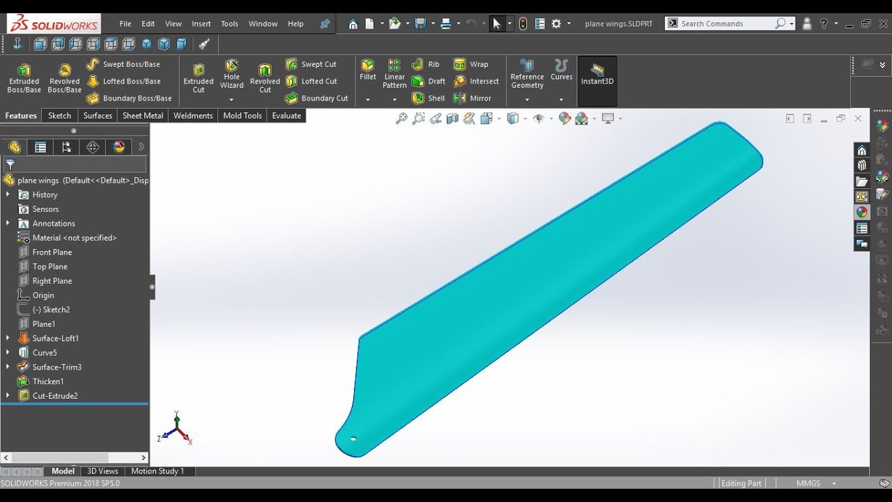 Helicopter blade /SolidWorks 2018 tutorial - YouTube