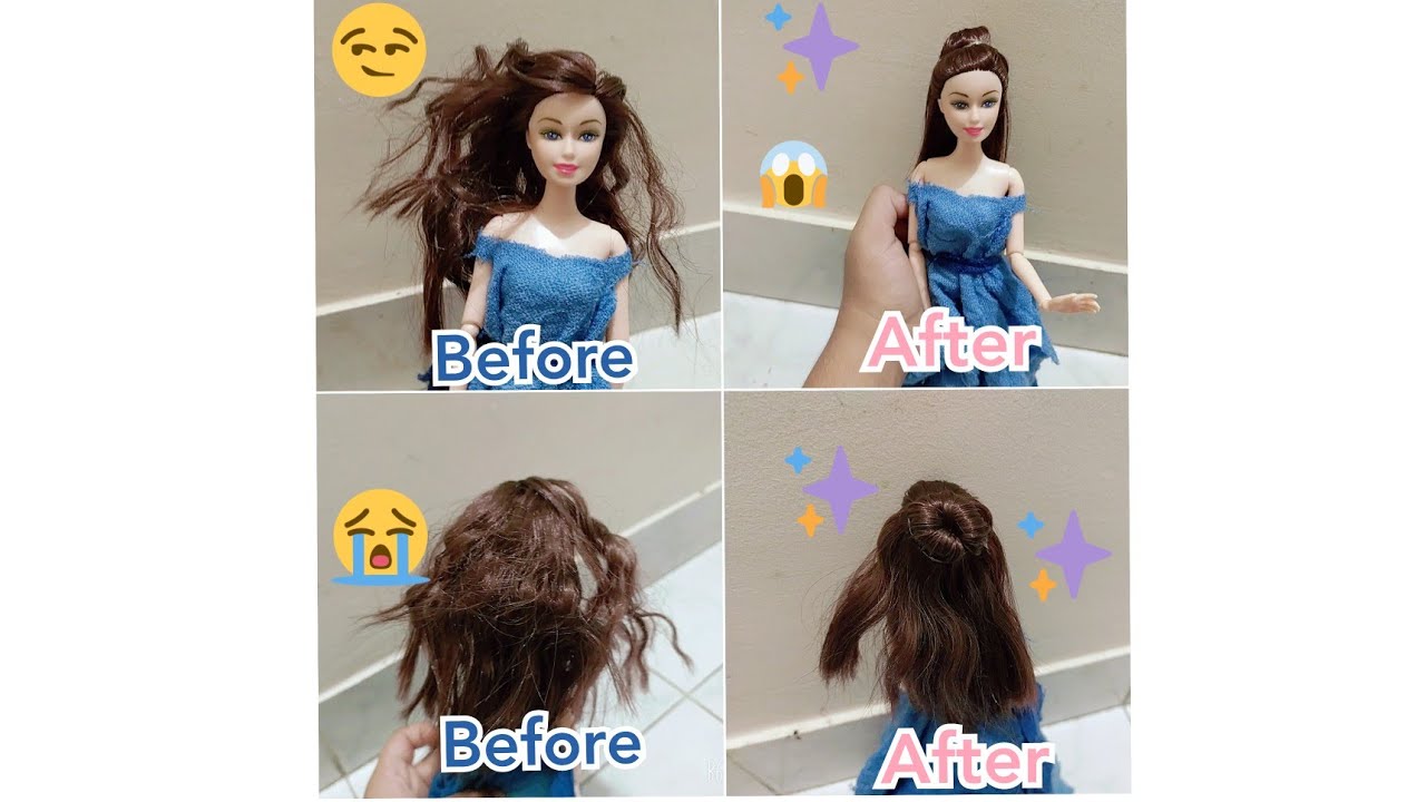 2 minutes Barbie hair bun tutorial hack 😱😱😱/Doll time with us - YouTube