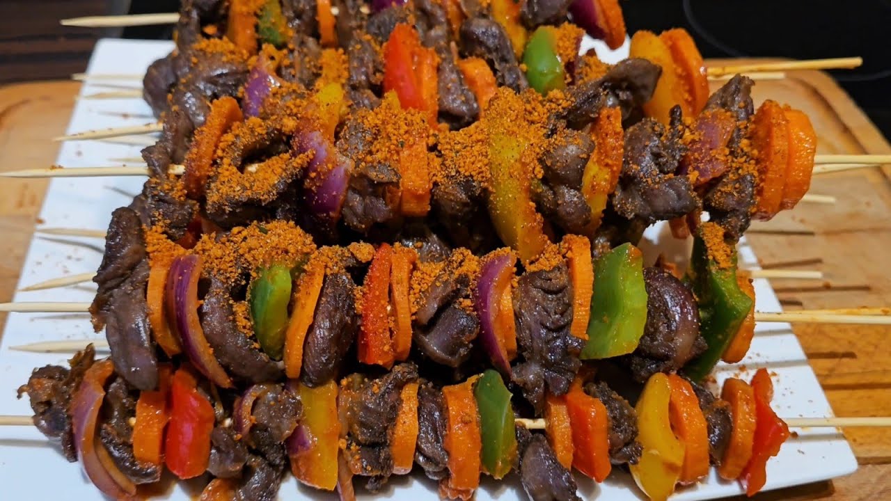 How To Make Chicken Gizzard Vegetable Barbeque | Gizzard Kebab | Ghana ...