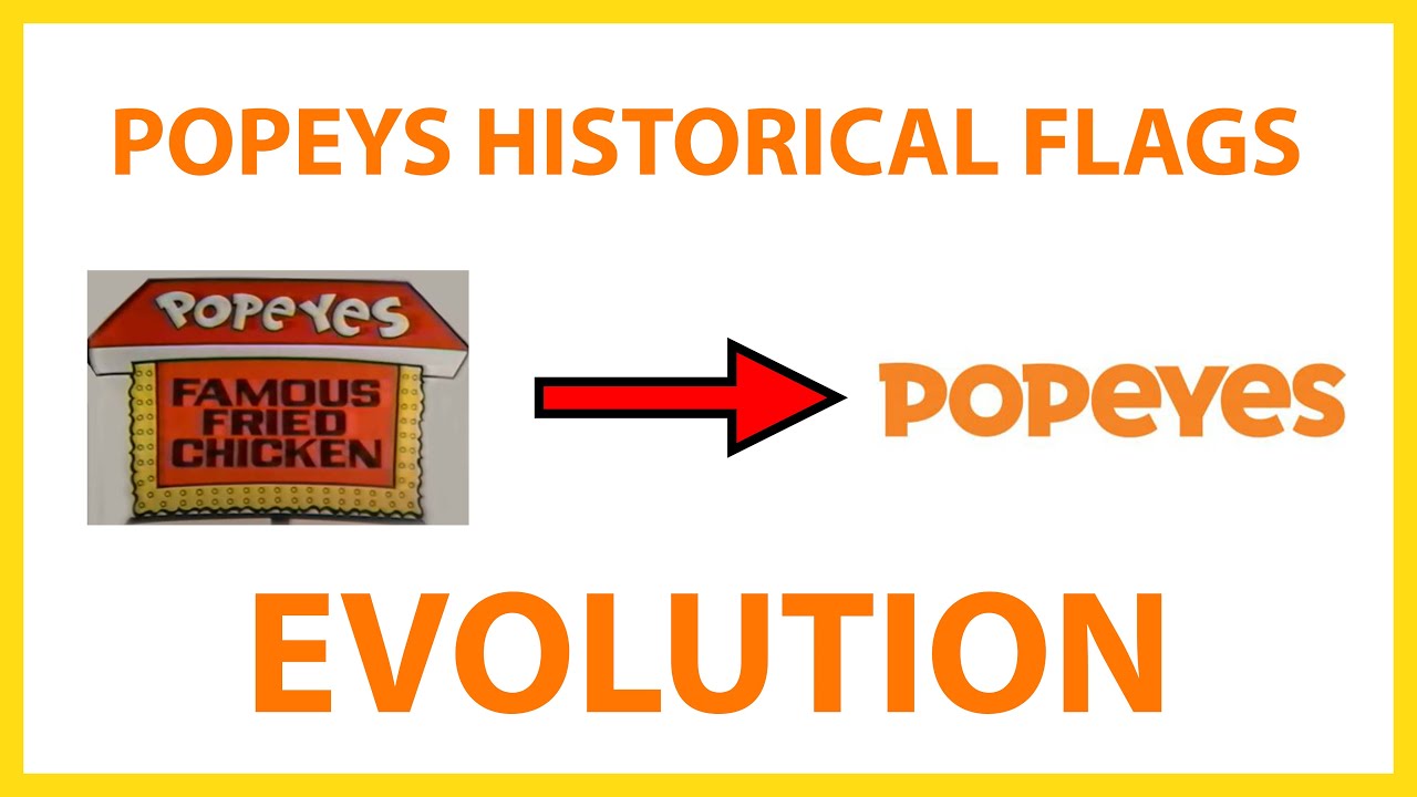 Popeyes historical flags | Evolution of Popeyes logo - YouTube
