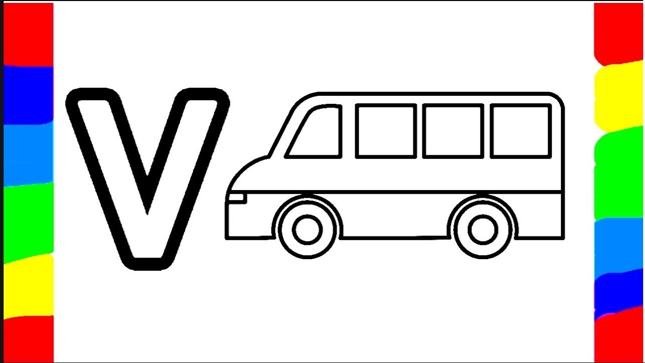 Van Drawing video| Van drawing for beginners| V for Van drawing and ...