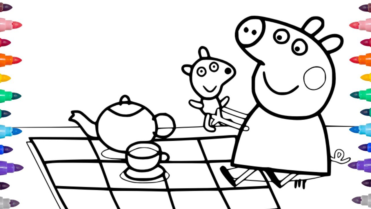 Coloring Pages For Kids - Daddy Pig & Mummy Pig - Learn Colors ...