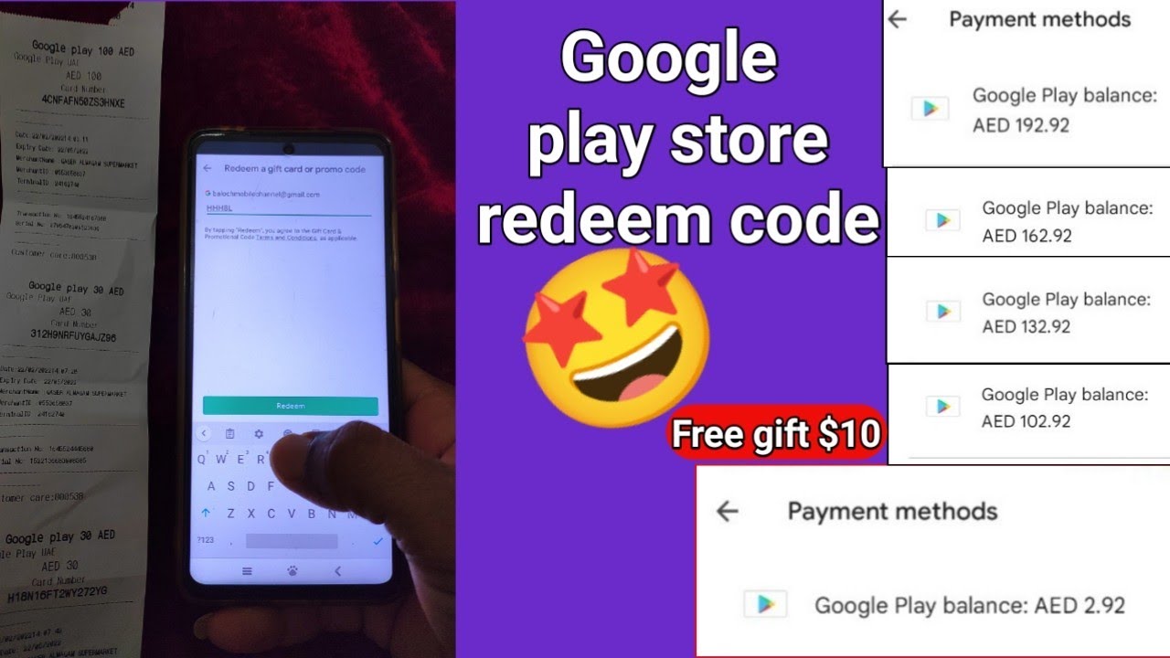 Google Play store Redeem code for free how to Add balance in Google ...
