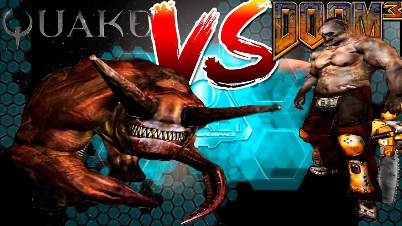 Fiend vs Zombie Sawyer - QUAKE vs DOOM 3 - Crossover Cinematic Monster Infighting - YouTube