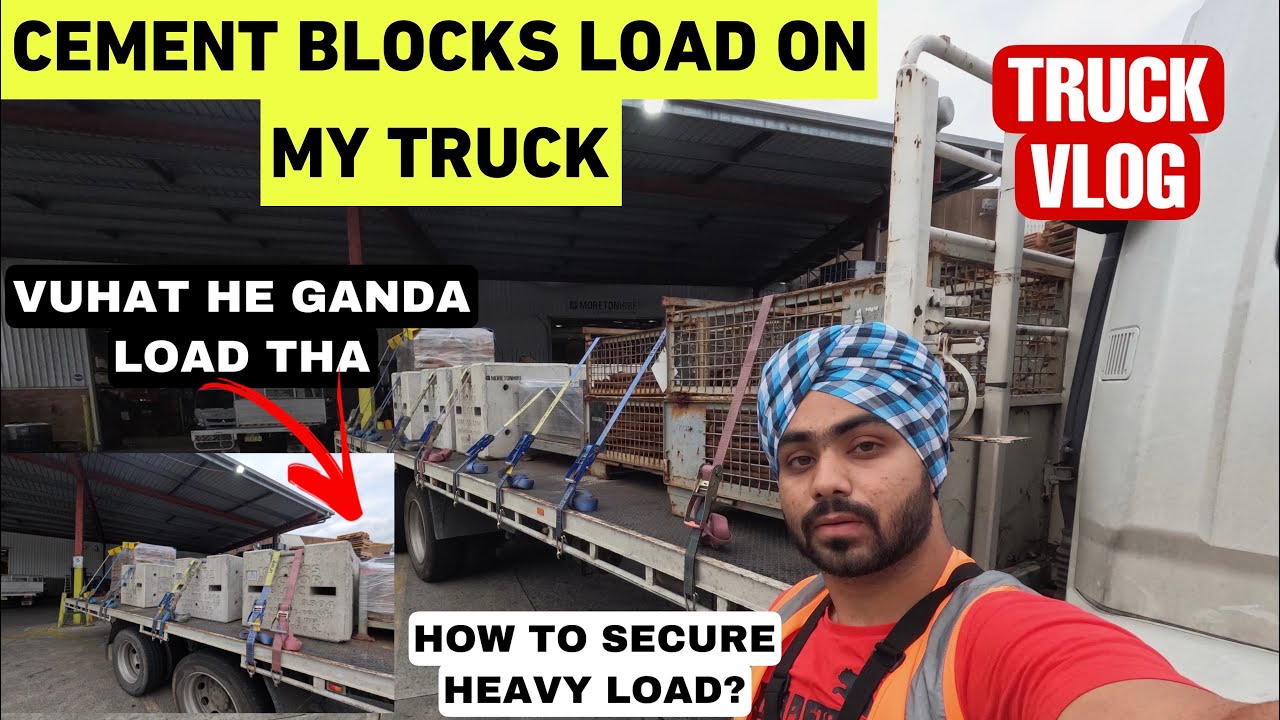 Heavy Cement Blocks Load On My Flat Top Truck | How To Secure Safely ...