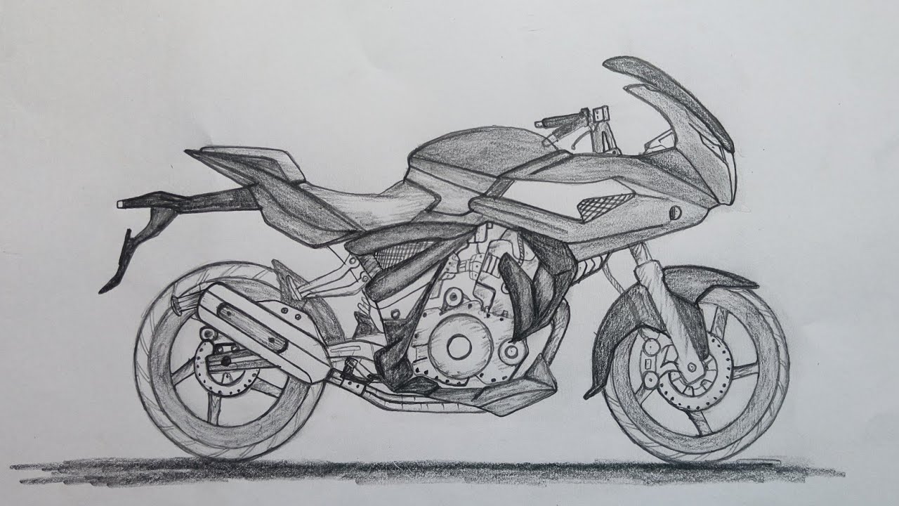Bajaj pulsar 220 new model drawing easy steps || easy steps to draw ...