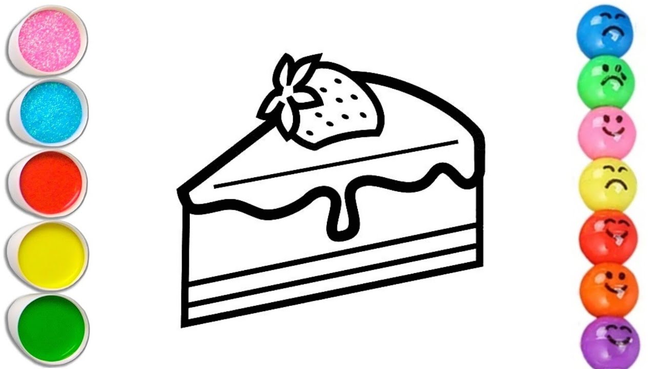 how to color cake drawing for kids - Coloring Pages for Kids - YouTube
