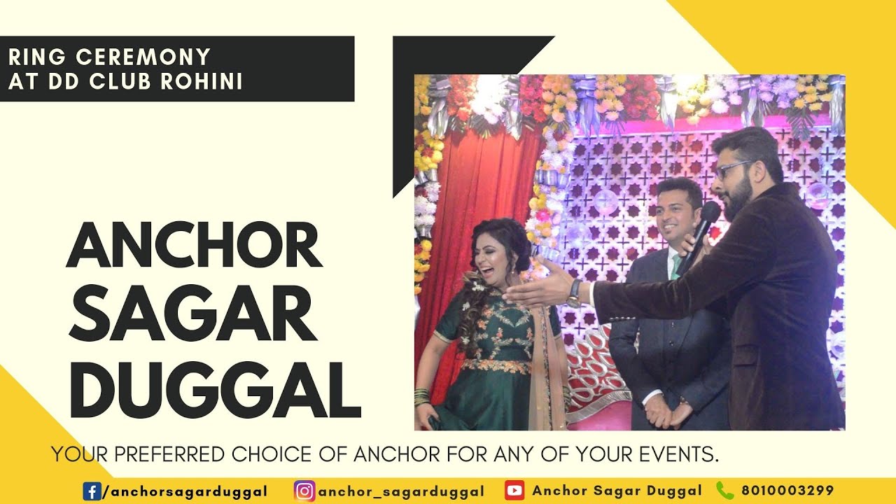 Anchor Sagar Duggal -- Hosted Ring Ceremony at DD Club, Rohini - YouTube