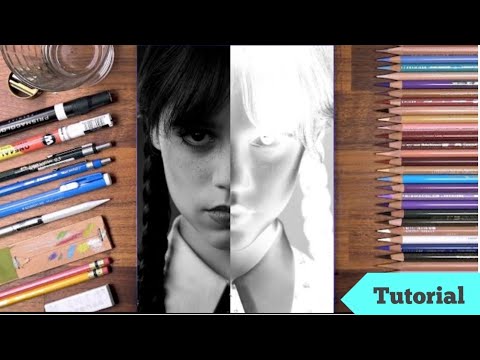 how to draw Wednesday || realistic sketch vs negative art (step by step ...