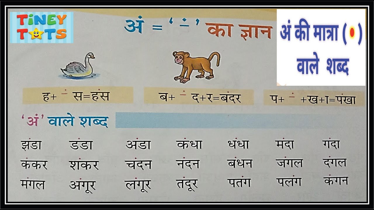 अं की मात्रा वाले शब्द व वाक्य | Ang Ki Matra Wale Shabd - YouTube