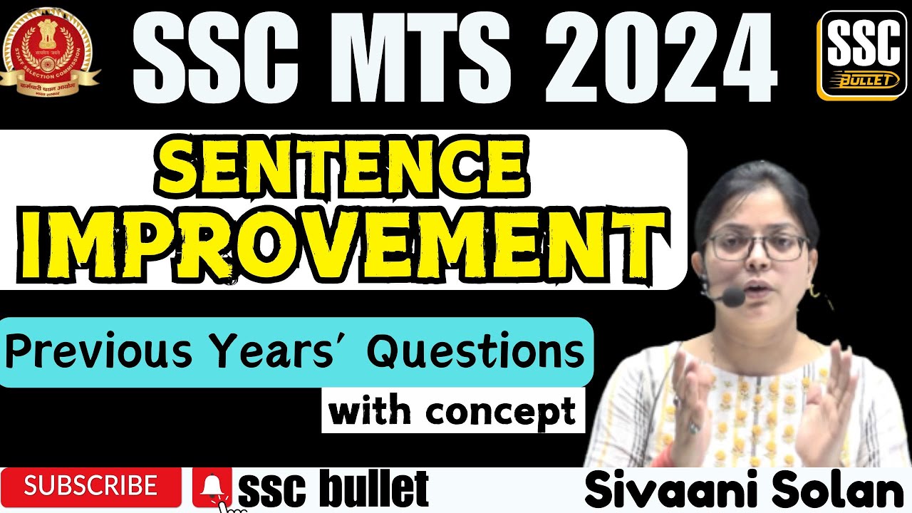 SSC MTS 2024| Sentence Improvement| Previous Years' Questions | English ...