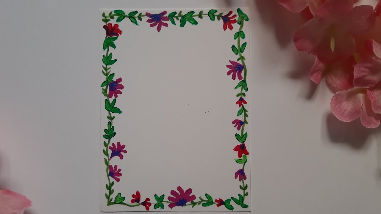 How to paint flower border on acrylic paper Part-1/ flower border ...