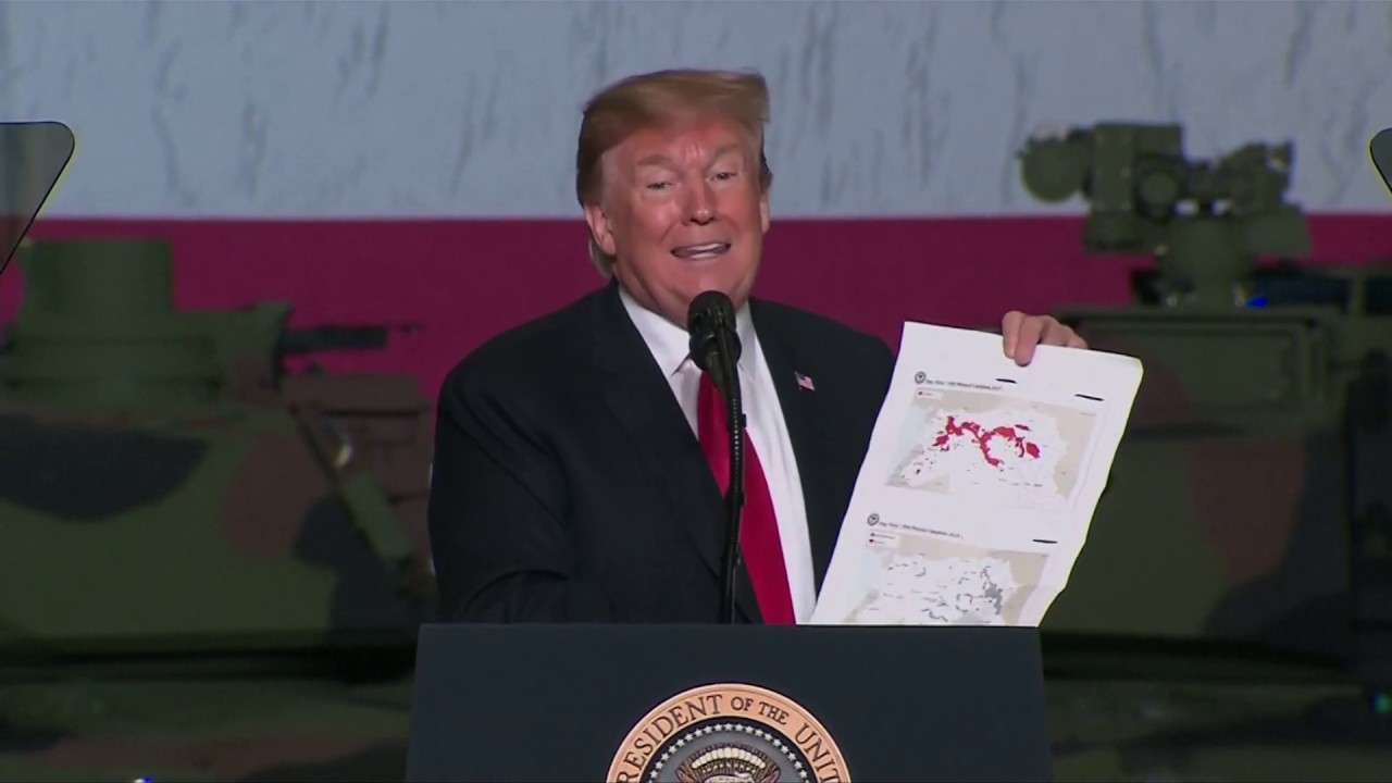 Trump displays charts and maps to champion successes - YouTube