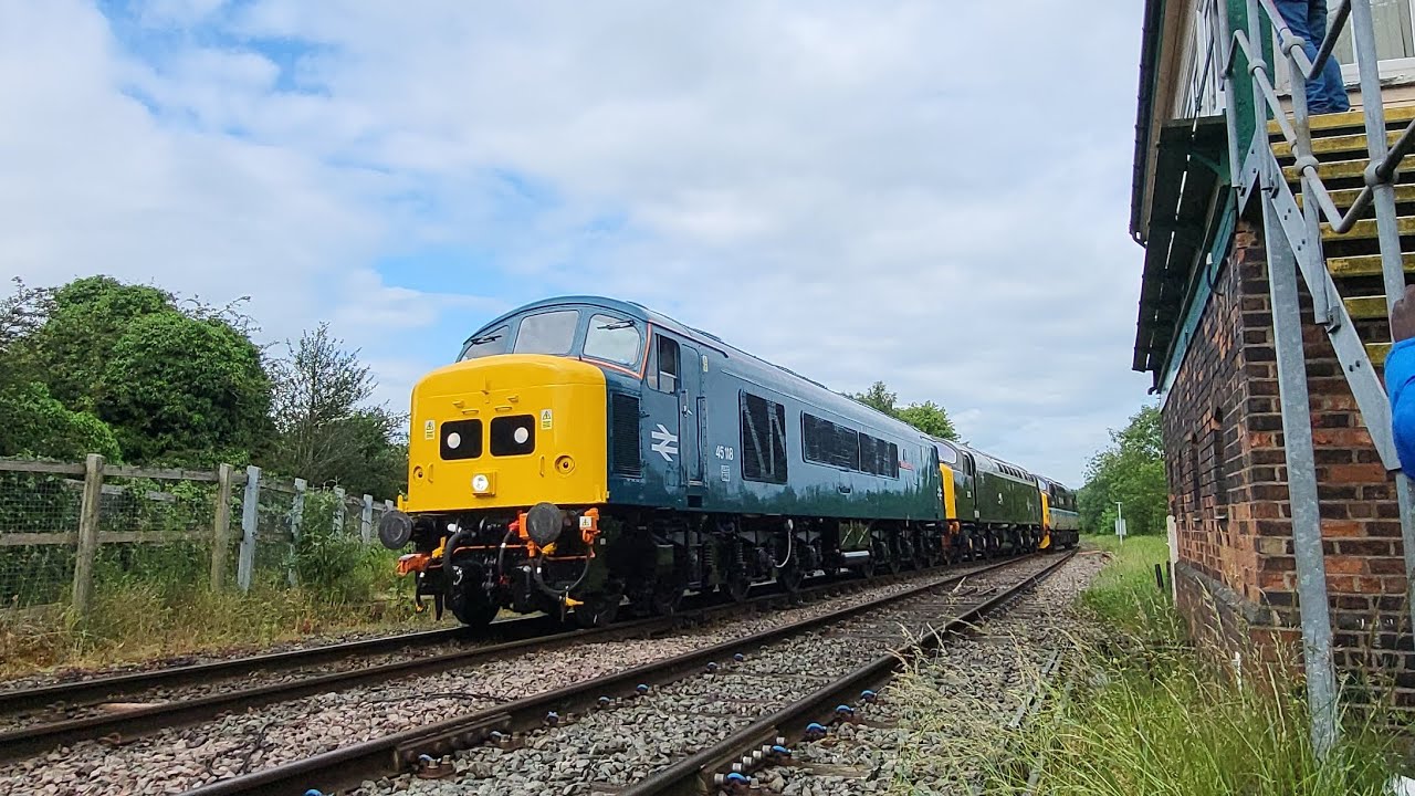 Class 45118 returns to the mainline at Litchfield Trent Valley 29/5/24 ...
