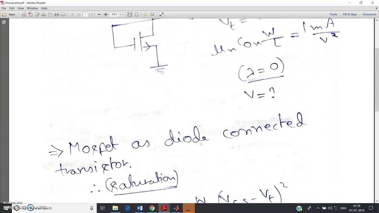 Numericals on MOSFET as Diode Connected Transistor - YouTube